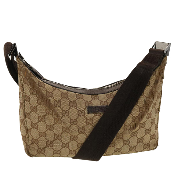 Gucci | Bags | Gucci Gg Canvas Shoulder Bag Beige Dark Brown Auth Ti138 ...